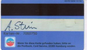 Tarjeta de Banco: Postbank (Postbank, Alemania, República FederalCol:DE ...