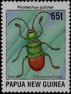 Stamp: Leaf Beetle (Promechus pulcher) (Papua New Guinea(Native Beetles ...