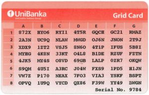 Tarjeta de Banco: UniBanka Grid Card (Unibanka, EslovaquiaCol:SK-GM-0007