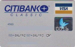 Bank Card: Citibank (Citibank, BelgiumCol:BE-VI-0009