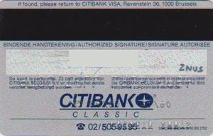 Bank Card: Citibank (Citibank, BelgiumCol:BE-VI-0009