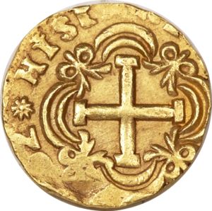 Coin: 4 Escudos (Colombia) (1622~1756 - Cob coinage (Macuquina)) WCC:km27