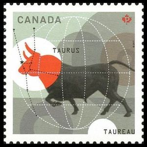 Stamp: Taurus (Canada(Signs of the Zodiac) Mi:CA 2736A,Sn:CA 2448b