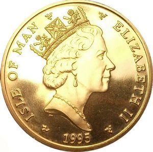 Coin: 5 Pounds (50th Anniversary - End of World War II) (Isle of Man) (I62 - Five Pound) WCC:km466