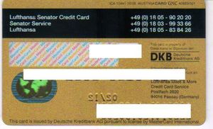 Bank Card: Lufthansa - Miles & More - Senator - BUSINESS PLUS (Deutsche ...
