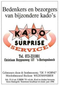 Drink Label: Kado Surprise (De 3 Horne, NetherlandsCol:NL-BEER-003437