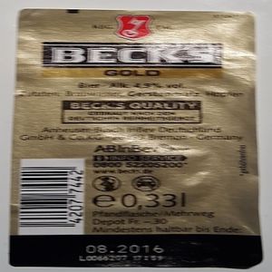 Drink Label: Beck's Gold (Brauerei Beck GmbH & Co, Germany, Federal ...