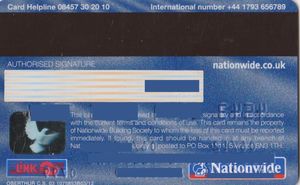 Cartões de bancos: Nationwide blue debit (Nationwide, Reino Unido) Col ...