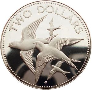 Moneda: 2 Dollars (Bahama swallows) (Bahamas) (Proof Coinage) WCC:km90