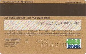 Bank Card: Egs Bank (EGS Bank (Turkey), Türkiye (Turkey)Col:TR-MC-0090
