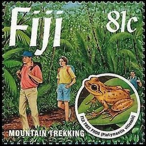 Stamp: Mountain Trecking, Fiji Tree Frog (Platymantis vitiensis) (Fiji ...