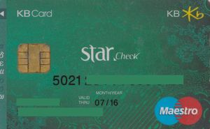 Tarjeta de Banco: KB Card star Check (Kookmin Bank, Corea del SurCol:KR ...