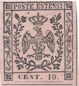 Stamp: Este eagle (Modena(Este Coat of Arms (1852-1857)) Mi:IT-MO 2I,Sn ...