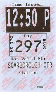 Transport Ticket: Issued at Scarborough Ctr (TTC - Toronto Transit ...