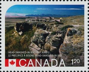 Stamp: Head-Smashed-In Buffalo Jump, Alberta (Canada(UNESCO World ...