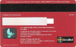 Bank Card: Mbna AvantCard rojo (MBNA, Europa Bank, SpainCol:ES-VI-0092.02