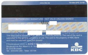 Bank Card: KBC (KBC - CBC, BelgiumCol:BE-VI-0005.02