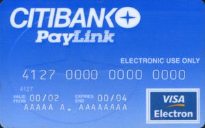 Bank Card: Citibank. PayLink (Citibank, RussiaCol:RU-VE-0025