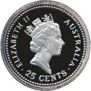 Coin: 25 Cents (Dump) (Australia) (1988~1990 - Holey Dollar and Dump ...