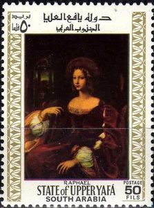 Stamp: Joan of Aragon, by Raphael (Upper Yafa(Old Master Paintings (II ...