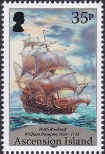Timbre: HMS Roebuck (Ascension (Ile(300th Ann. Death of William Dampier ...