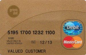 Bank Card: Green Dot Gold (Columbus Bank, United States of AmericaCol ...