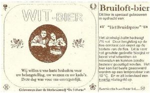 Drink Label: Bruiloft Wit-Bier (De 3 Horne, Netherlands) Col:NL-BEER-003887