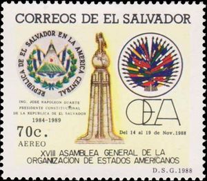 Stamp: Meeting of OEA countries (El SalvadorMi:SV 1715,Sn:SV C545,Yt:SV ...