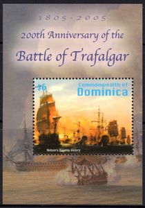 Stamp: HMS Victory (Dominica(Battle of Trafalgar, Bicent.) Mi:DM BL511 ...
