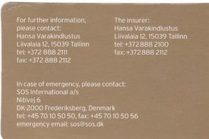 Bank Card: Incurance Certificate (Hansapank, EstoniaCol:EE-GM-0097