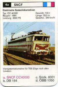 Game Card: 4a - F - SNCF CC40000 (Quartett - Trains(D - F.X. Schmid ...