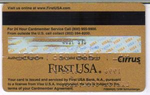 Bank Card: First USA (First USA Bank, United States of America) Col:US ...