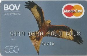Bank Card: Bank of Valletta €50 (Bank of Valletta p.l.c., Malta) Col:MT ...