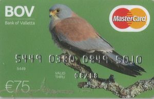 Bank Card: Bank of Valletta €75 (Bank of Valletta p.l.c., Malta) Col:MT ...