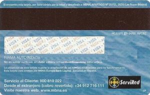Bank Card: MBNA Avant Card (MBNA, Europa Bank, SpainCol:ES-VI-0613