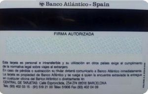 Tarjeta de Banco: Banco Atlantico Clasica (BANCO Atlántico, EspañaCol ...