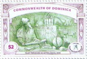 Stamp: J. W. Goethe, Faust (Dominica) (Goethe- 250th Birth Anniversary ...