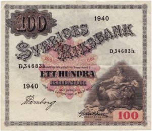 Banknote: 100 Kronor (Sweden(1914-1954 Issue) Wor:P-36w
