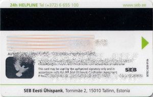 Bankpasje: SEB Pank (SEB Pank, EstlandCol:EE-VI-0070 💳