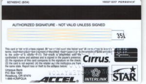Bank Card: Umpqua Bank (Umpqua Bank, United States of AmericaCol:US-VI-0180