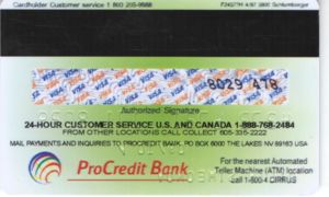 Bank Card: ProCredit Bank (ProCredit Bank, United States of AmericaCol ...