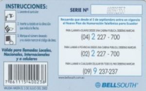 Phonecard: Provincia de Guayas / Three Phone Numbers (Bell South ...