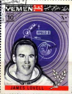 Stamp: James A. Lovell, Jr (1928- ) - Command Module Pilot (Yemen ...