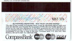 Bank Card: Compas Bank (Compass bank, United States of AmericaCol:US-MC ...