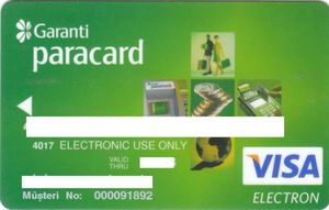 Bank Card: Paracard (Garanti Bankası, Türkiye (Turkey)Col:TR-VE-0063