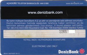 Bank Card: DenizBank (Denizbank, Türkiye (Turkey)Col:TR-VE-0040.04