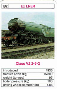 Game Card: B2 - Ex LNER - Class V2 2-6-2 - 1936 (Quartett - Trains ...