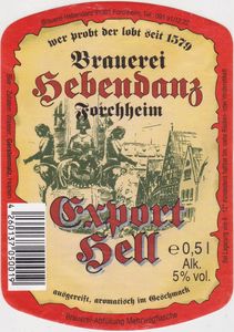 Drink Label: Hebedanz Export Hell (Brauerei Hebendanz, Germany, Federal ...