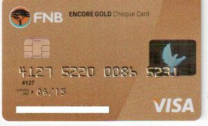 Bank Card: FNB encore gold (First Rand Bank, South Africa) Col:ZA-VI-0013