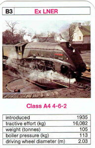 Game Card: B3 - Ex LNER - Class A4 4-6-2 - 1935 (Quartett - Trains ...